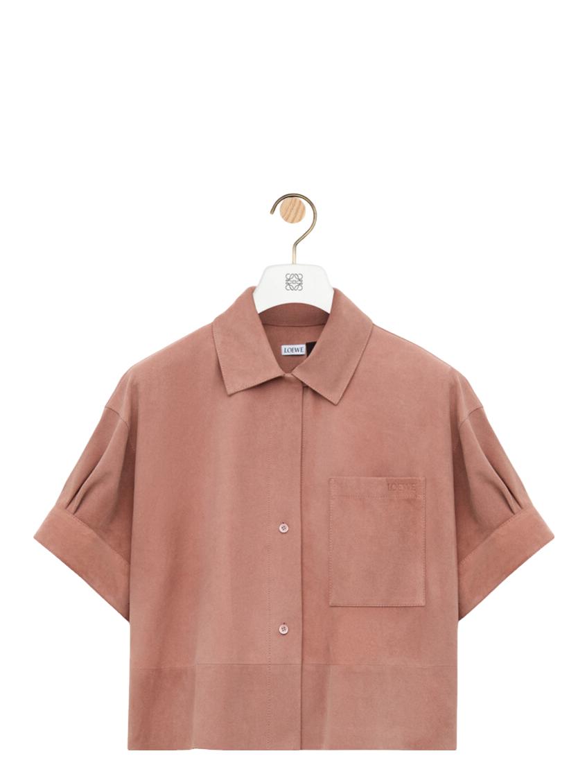 LOEWE Loewe Cropped Suede Short-Sleeve Shirt
